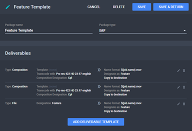 Editing a Package Template