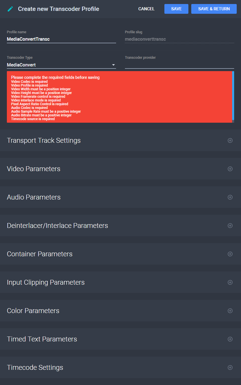 Create a Transcoder Profile